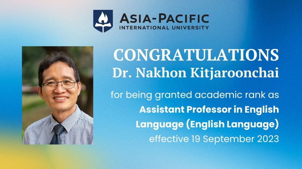 Dr. Nakhon Kitjaroonchai granted academic rank as Assistant Professor ...
